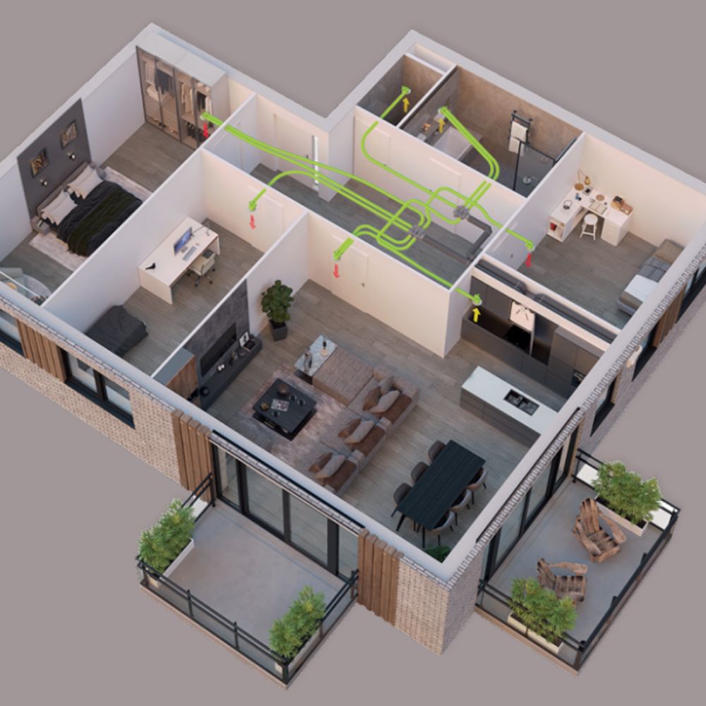 Ultra compact dual flow ventilation EASE 200 4/0 L - BRINK Climate Systems