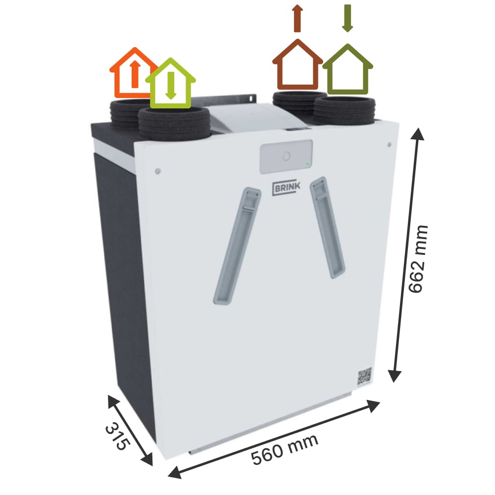Ventilación ultracompacta de doble flujo EASE 200 4/0 L - BRINK Climate Systems