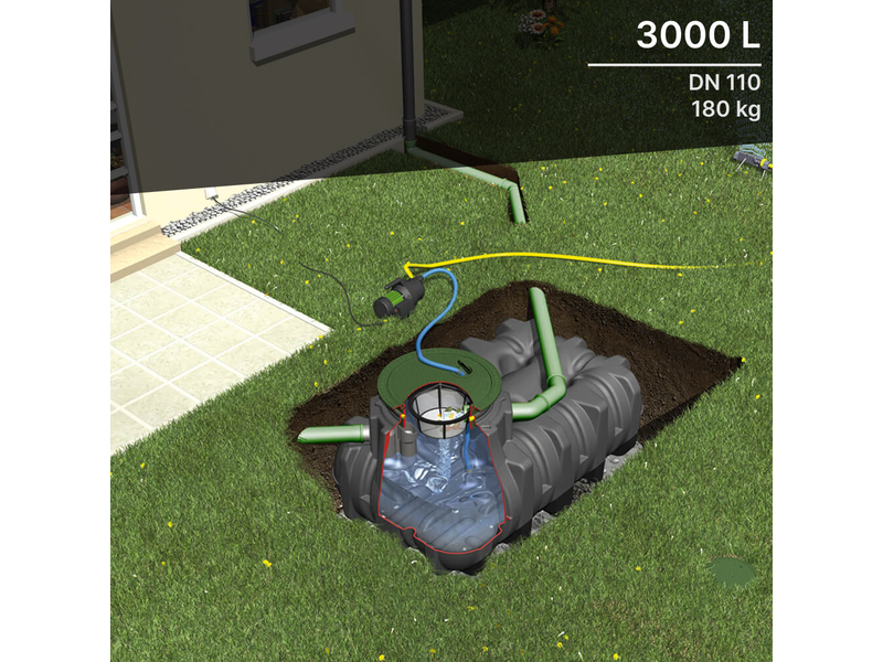 Depósito de recuperación de agua de lluvia GRAF Platinum ULTRA-FLAT 3000L