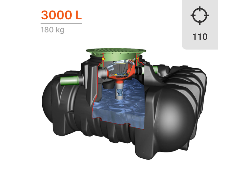 Kit Cuve Platine ULTRA-PLATE de 3000L inclus filtration d'eau de pluie